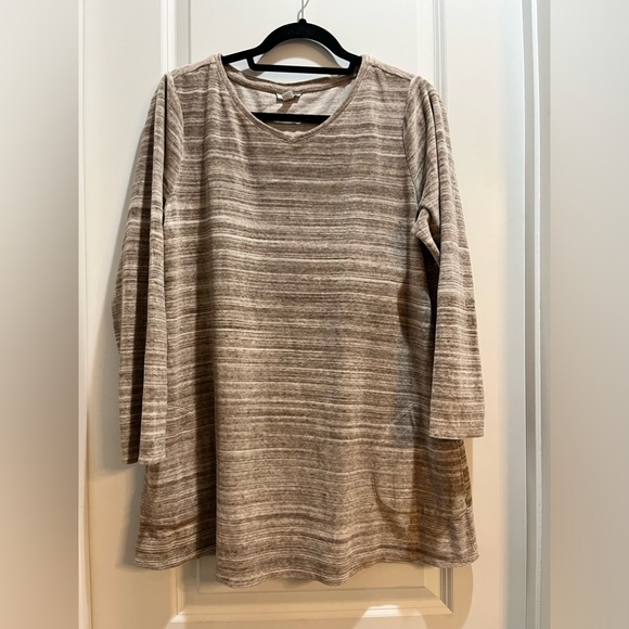J. Jill | Tops | Pure Jill Top Large Beige Vneck Terry Cotton Casual 34 ...